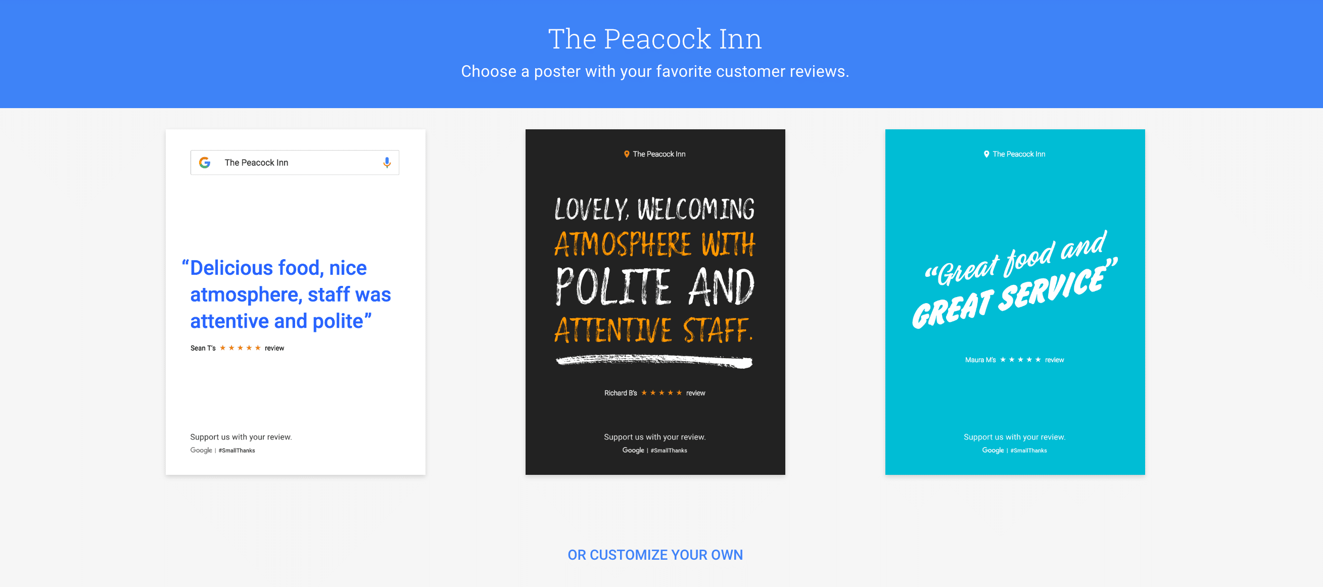Google Creates A Tool To Auto Generate Signage Of Your Best Reviews 